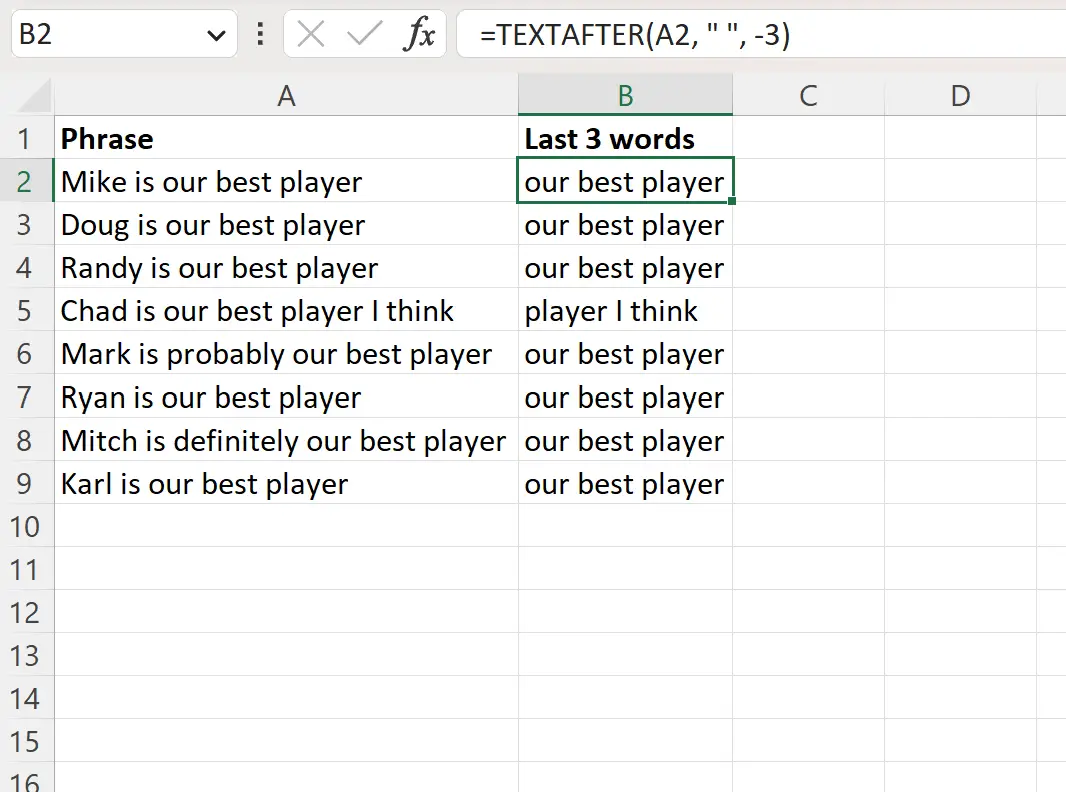 Cara Mengekstrak 3 Kata Terakhir Dari Sel Di Excel Statorials