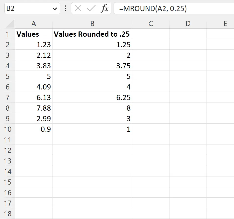 So Runden Sie In Excel Auf Die N chste 0 25 mit Beispiel Statistik So Runden Sie In Excel Auf Die N chste 0 25 mit Beispiel Statistik
